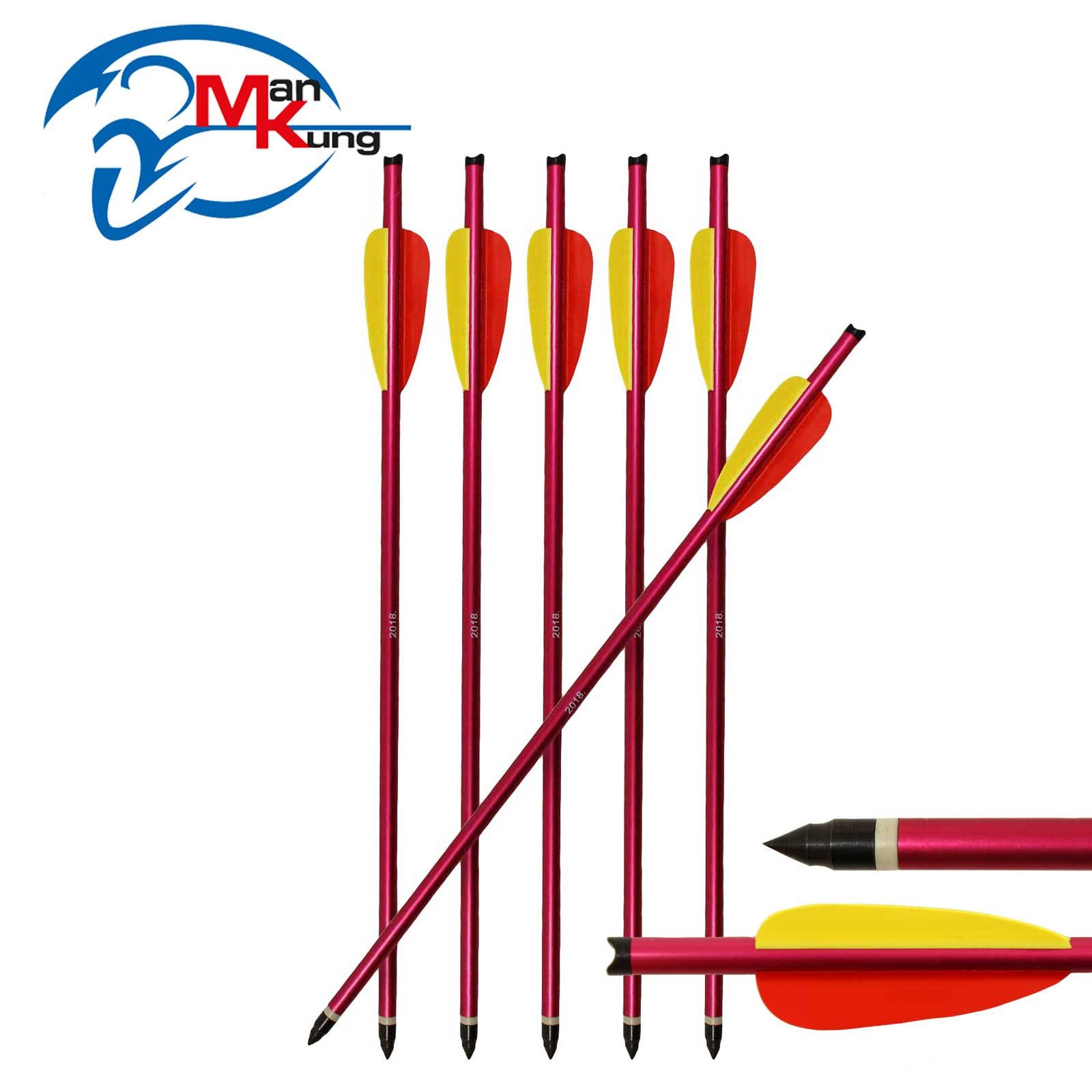 6-er Pack Armbrustpfeil Man Kung Hawk® 20" ca. 50,8 cm Aluminium ROT