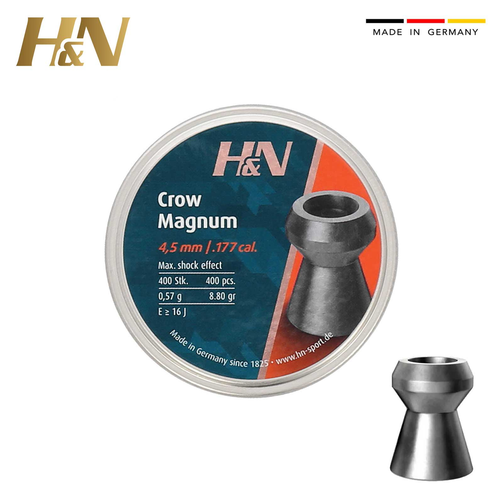 H&N Crow Magnum Diabolo 4,5 mm 0,57 g für Luftgewehre