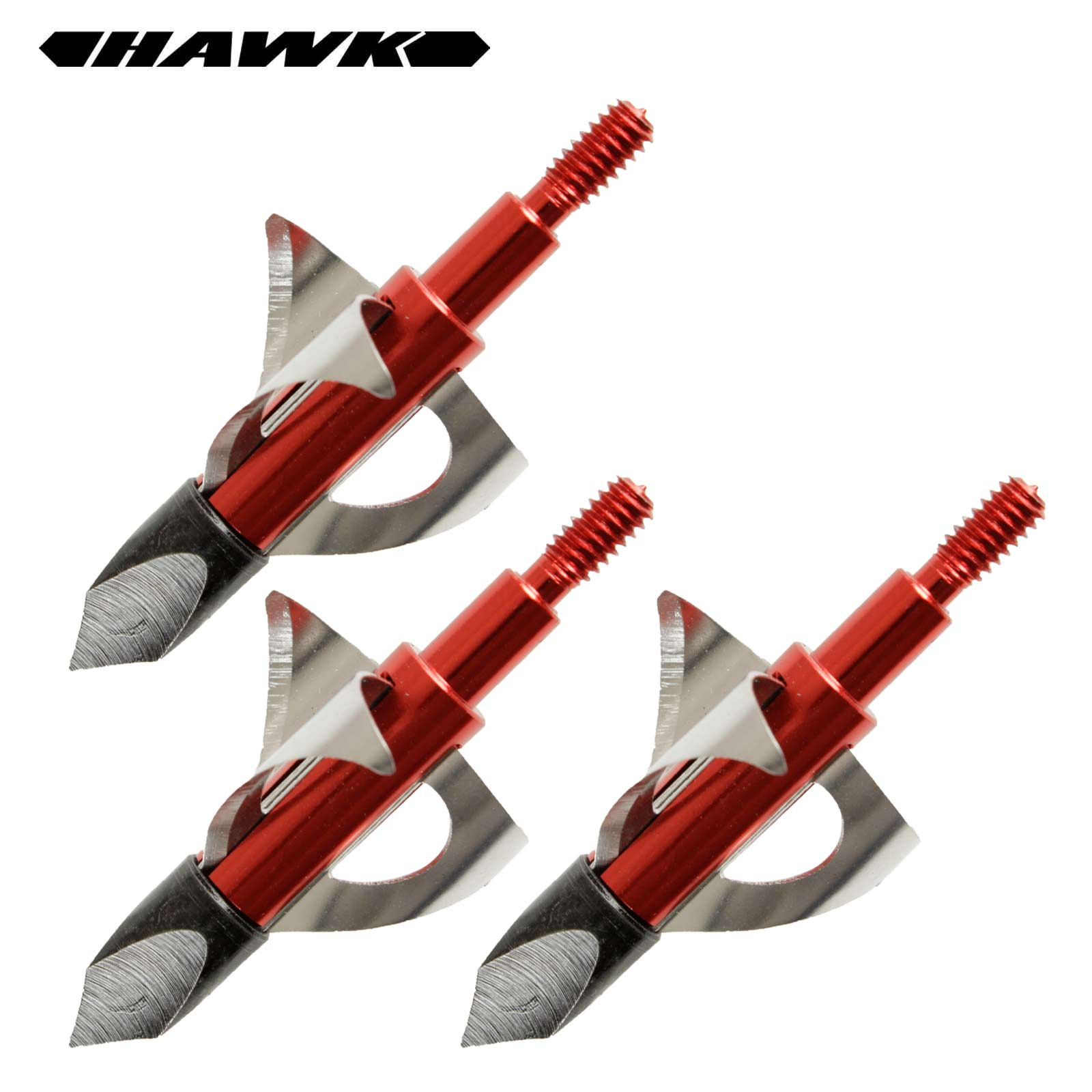 3 Jagdspitzen Hawk® Toxic Rot mit 3 runden Klingen schraubbar