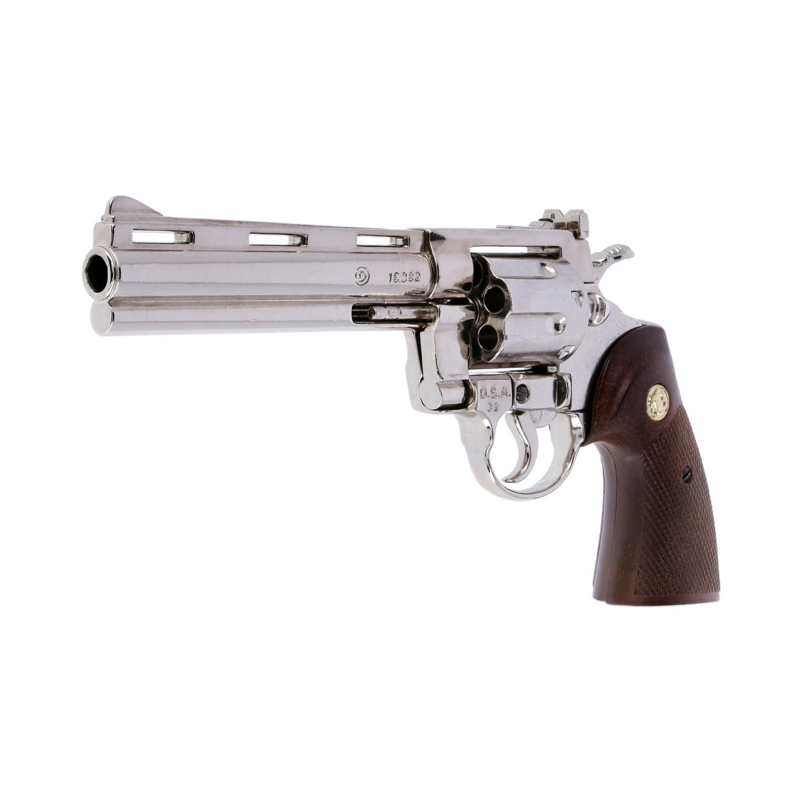 Denix Dekomodell Python Revolver 6 Zoll Lauf 1955 - Vernickelt - Brau