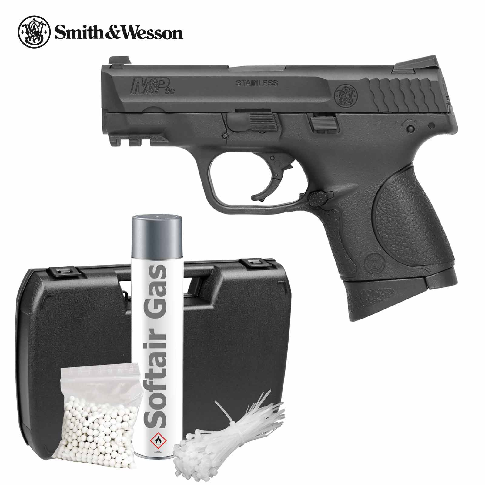 Komplettset Smith & Wesson M&P 9c Softair-Pistole Kaliber 6 mm BB Gas