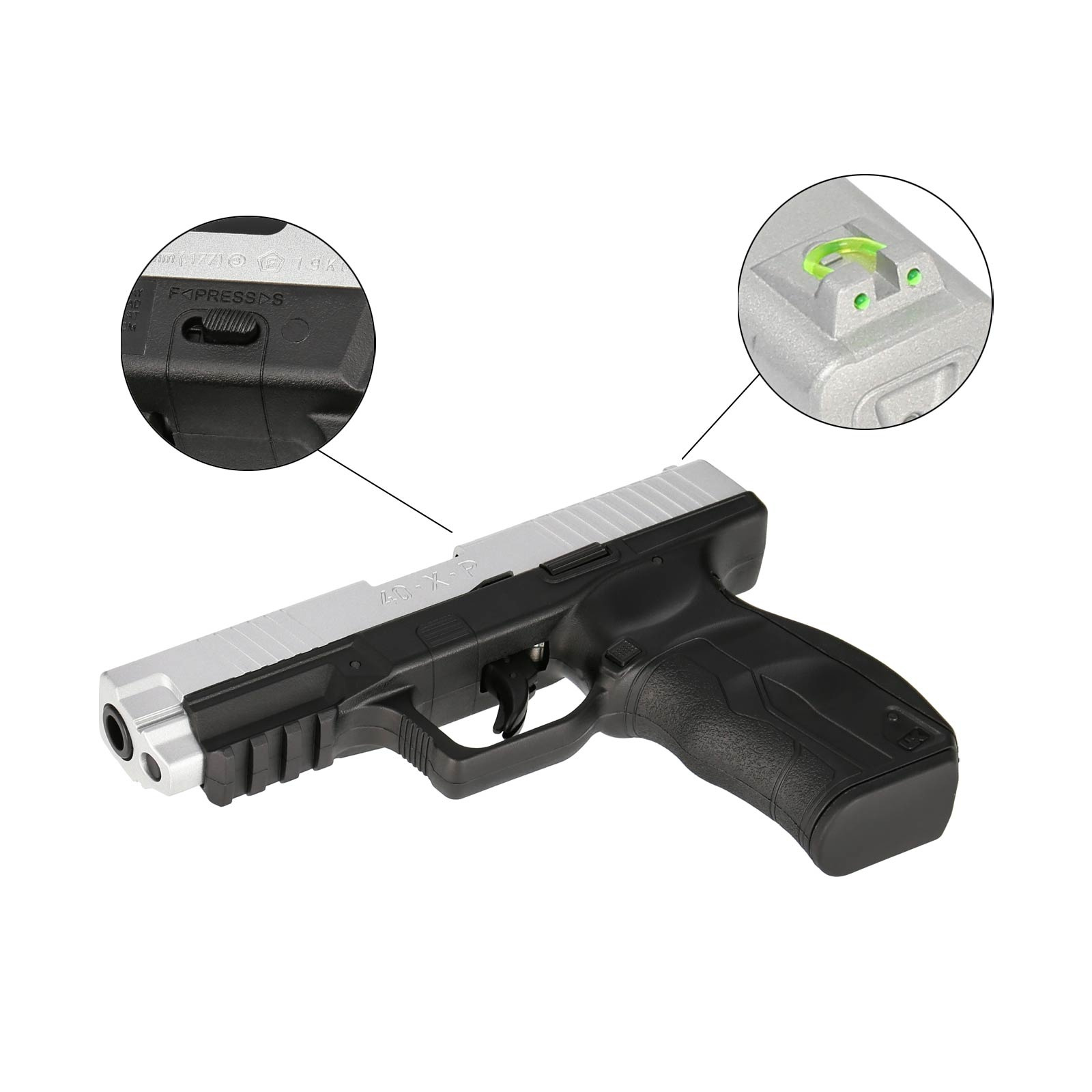 Superset Umarex 40XP 4,5 mm Stahl BB Bicolor Blowback Co2-Pistole (P1