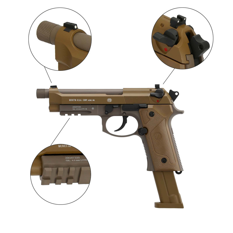 Beretta M9A3 FDE 4,5 mm Stahl BB Co2-Pistole Vollmetall Blow Back (P1