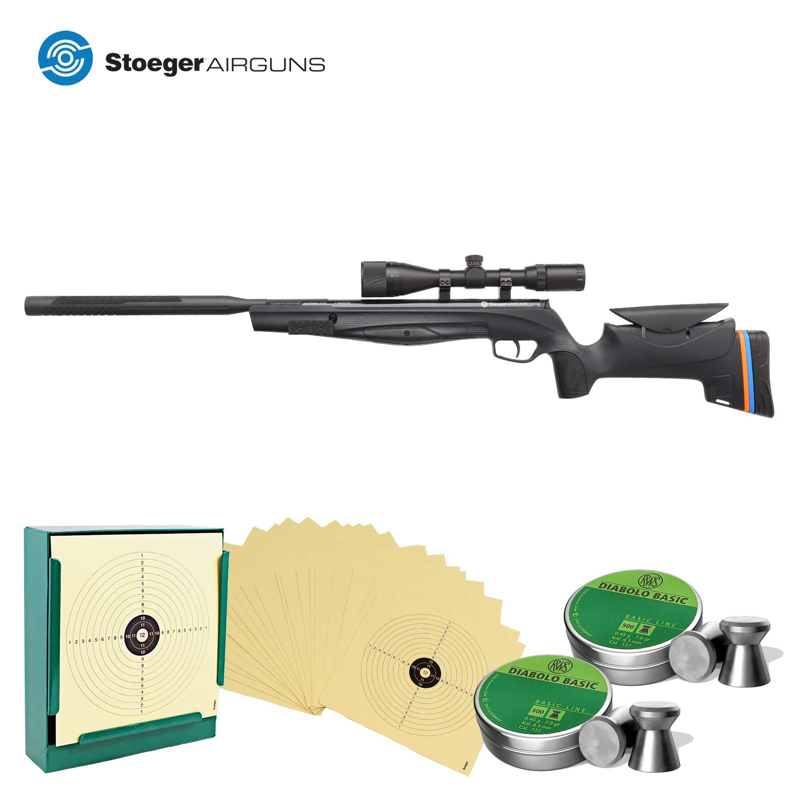 Luftgewehr-Set Stoeger RX20 TAC mit Zielfernrohr Kaliber 4,5 mm Schwa