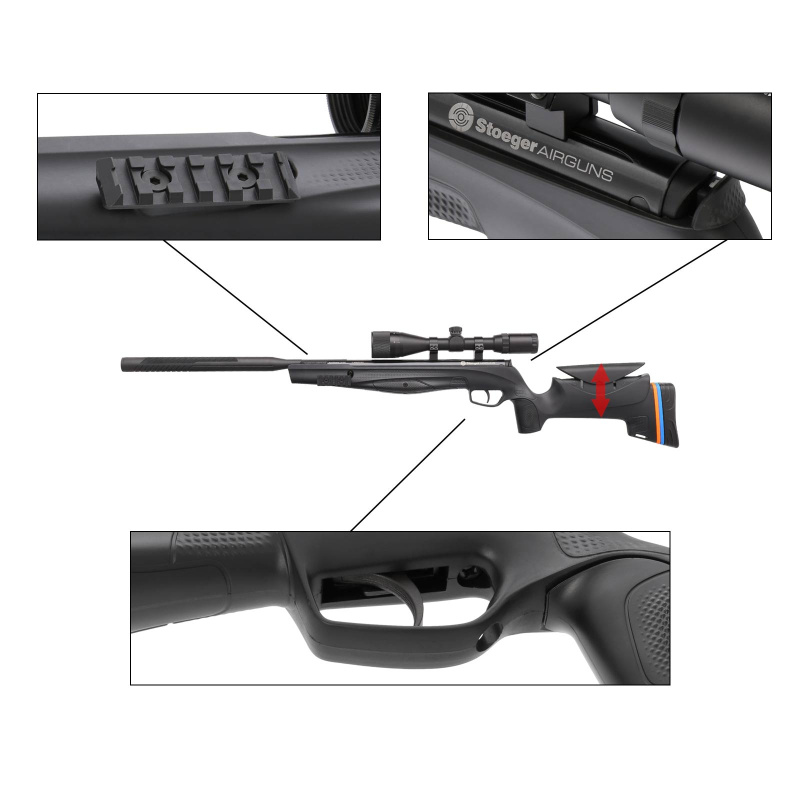 Luftgewehr-Set Stoeger RX20 TAC mit Zielfernrohr Kaliber 4,5 mm Schwa
