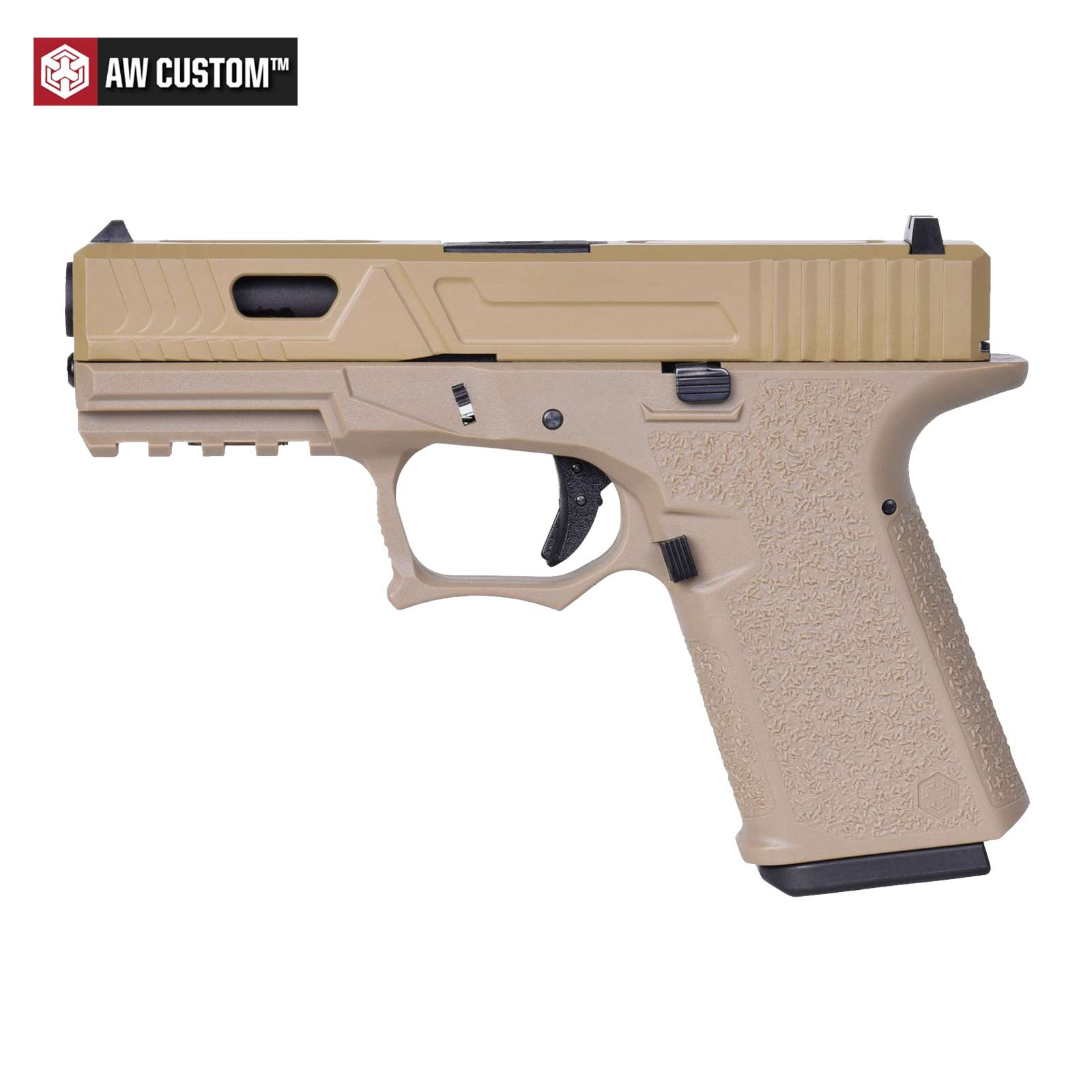 AW Custom VX9 Mod. 3 Softair-Pistole FDE Kaliber 6 mm BB Gas Blowback