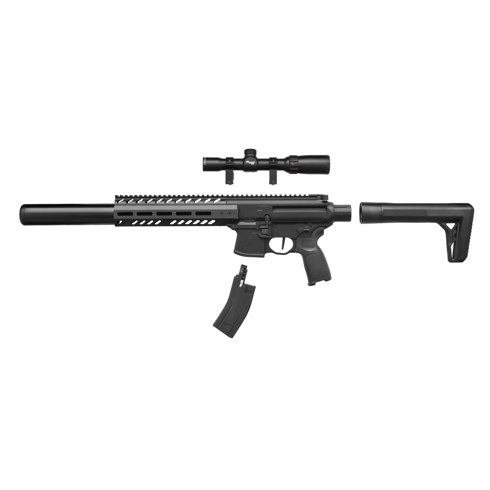 SIG SAUER MCX Co2-Gewehr Schwarz 4,5 mm Diabolo (P18) mit R.I.S Schie