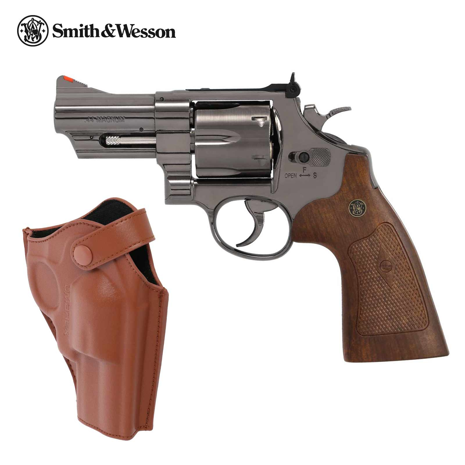 Holsterset Smith & Wesson M29 3 Zoll Hochglanzbrüniert Co2-Revolver K